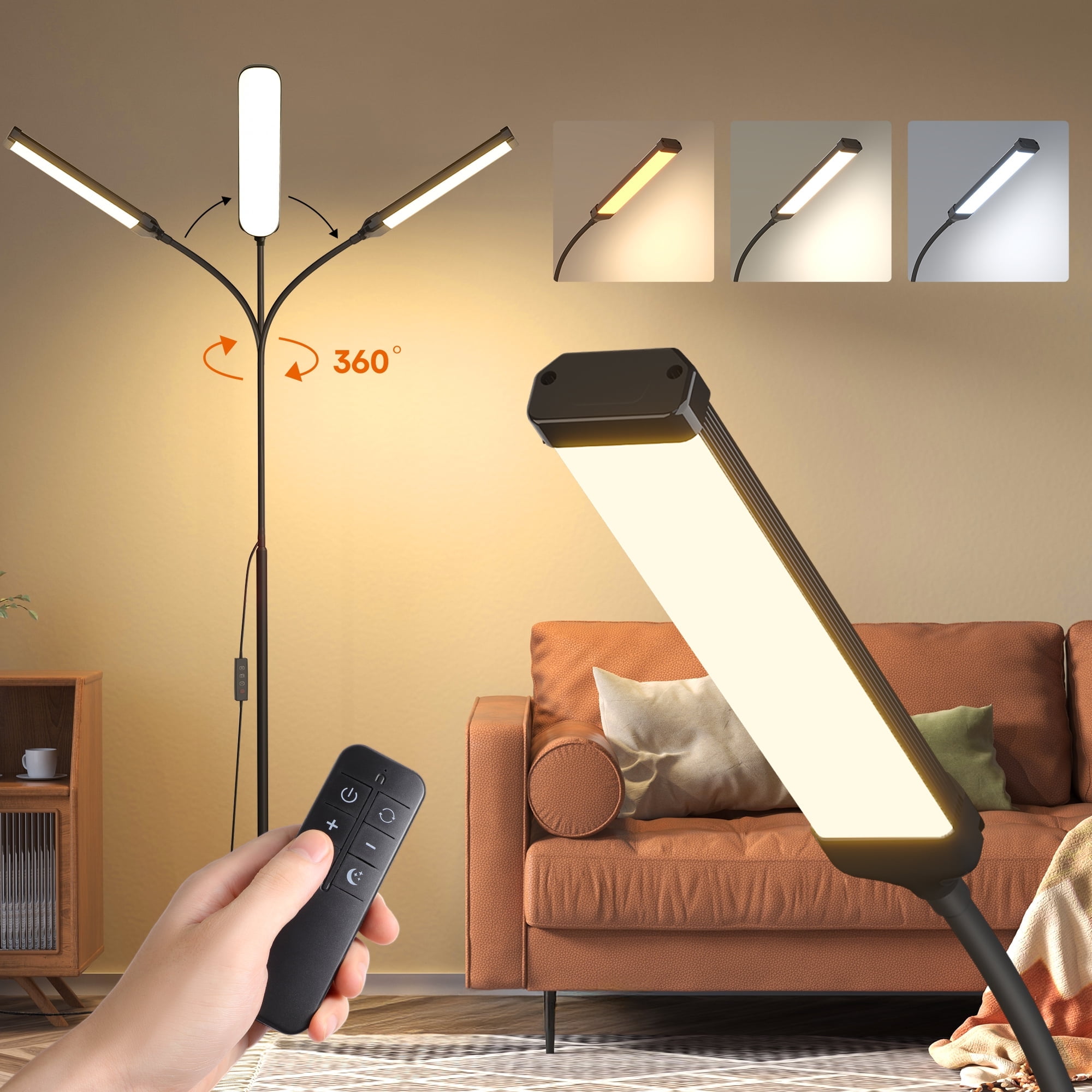 ACMETOP LED Floor Lamp, Remote Control, Stepless Dimmable, Adjustable ...