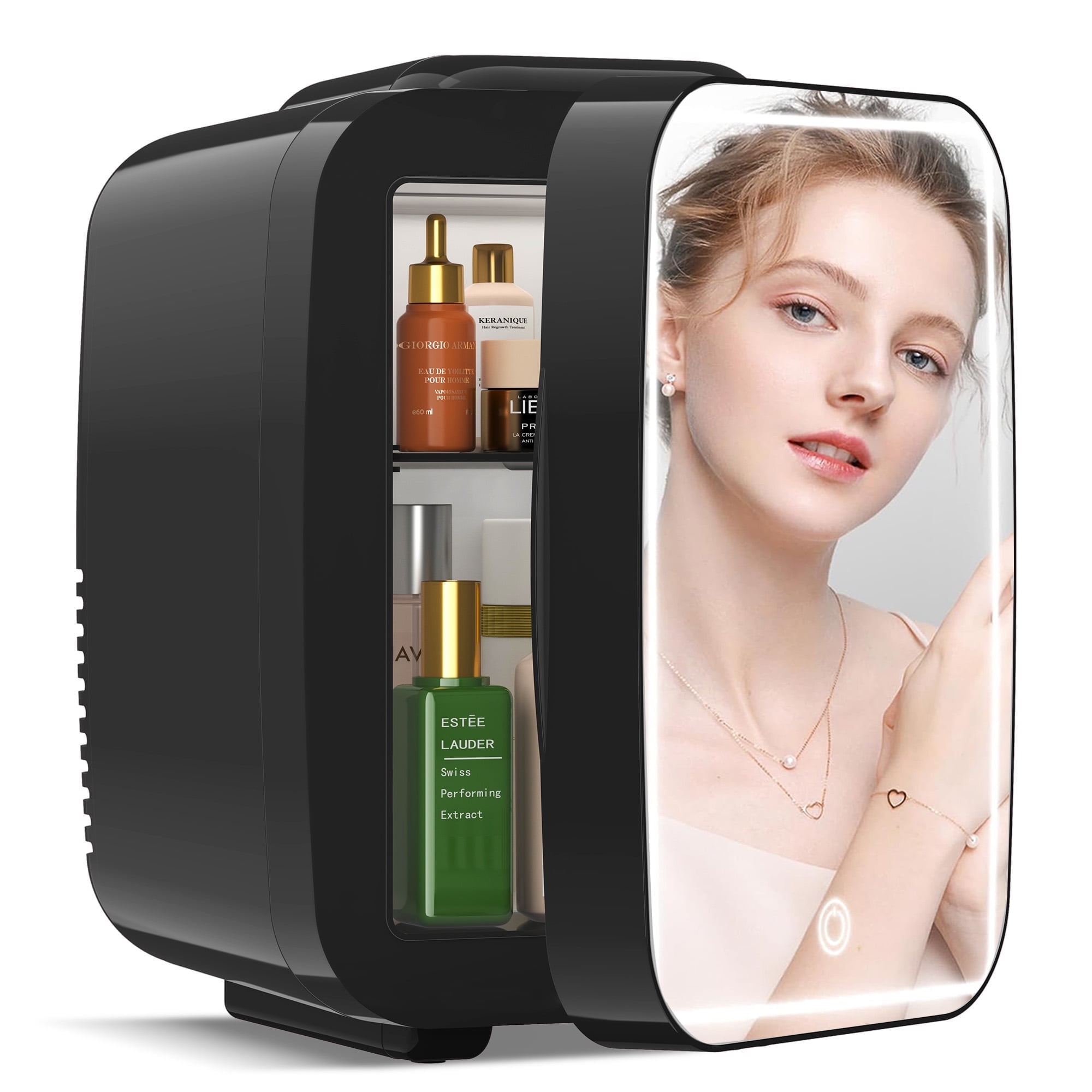 ACMETOP Skincare Fridge with Dimmable LED Light Mirror,4L/6 Can Mini ...