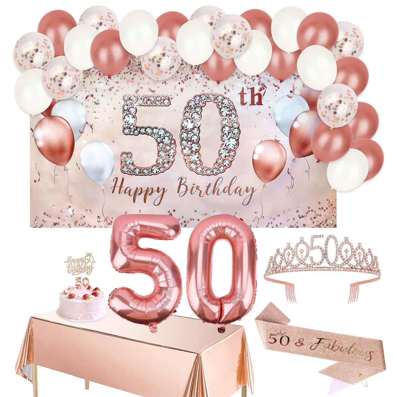 ACO-UINT Happy 50th Birthday Party Decorations Set with Banner, "50 ...