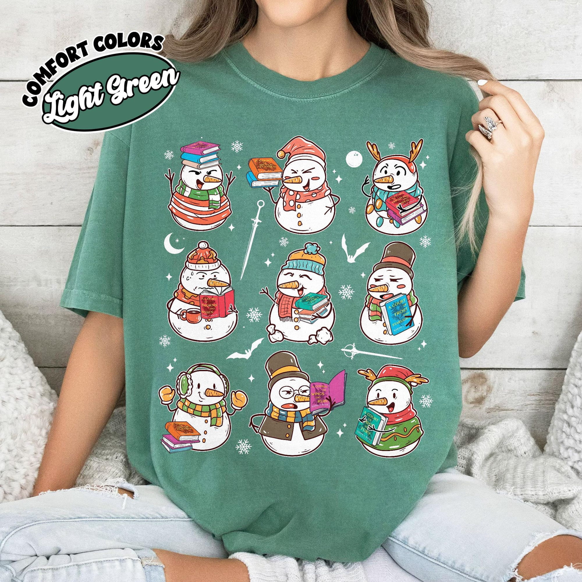 ACOTAR Snowman Reading Book Shirt Book Lover Snowman Tshirt SJM ...