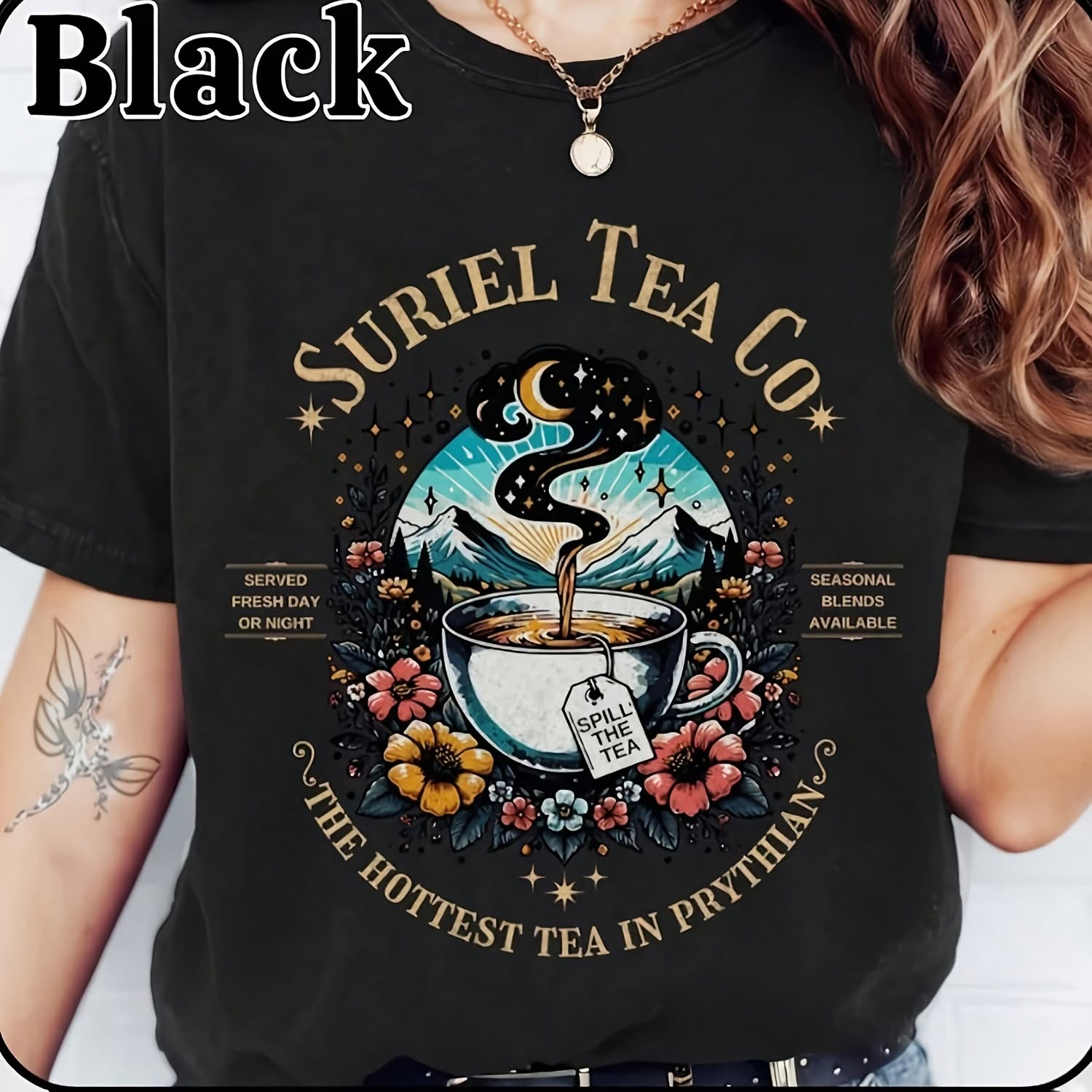 ACOTAR Suriel TeA1 Print Uni Comfort B1Ook S1Hirt 100% Cotton S1Hort ...