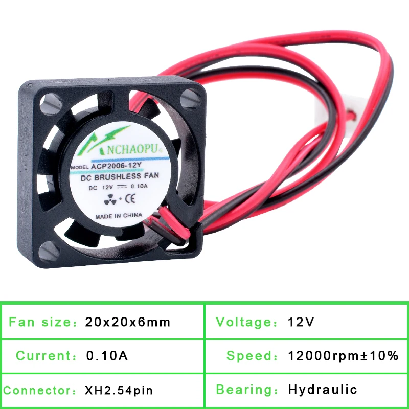 ACP2006 2cm 20mm fan 20x20x6mm DC5V 12V USB 2pin Micro cooling fan for micro equipment purifier ...