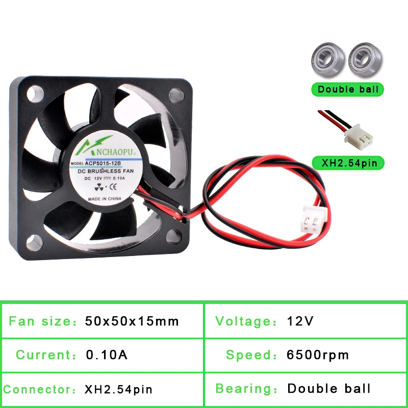 ACP5015 5cm 50mm fan 50x50x15mm DC5V 12V 24V 2pin Cooling fan for chassis power supply charger ...