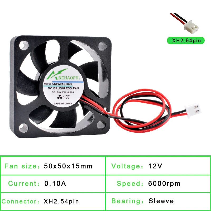ACP5015 5cm 50mm fan 50x50x15mm DC5V 12V 24V 2pin Cooling fan for chassis power supply charger ...
