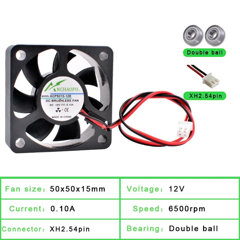 ACP5015 5cm 50mm fan 50x50x15mm DC5V 12V 24V 2pin Cooling fan - Walmart.com