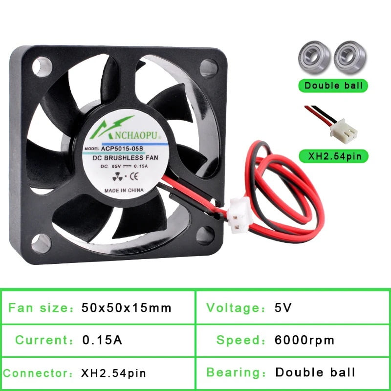 ACP5015 5cm 50mm fan 50x50x15mm DC5V 12V 24V 2pin Cooling fan - Walmart.com