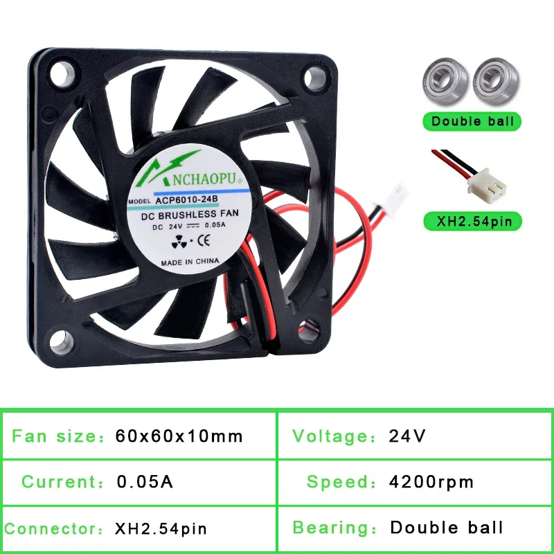 ACP6010 6cm 60mm fan 60x60x10mm DC5V 12V 24V 2pin Ultra thin cooling fan for chassis CPU power ...