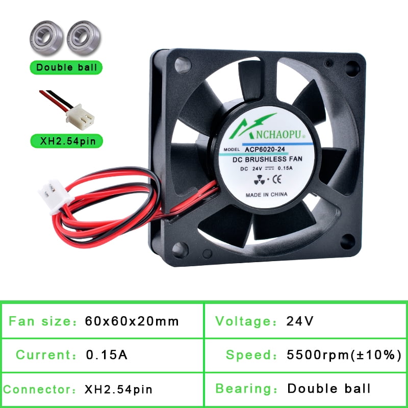 ACP6020 6cm 60mm fan 60x60x20mm DC5V 12V 24V 2pin Cooling fan - Walmart.com