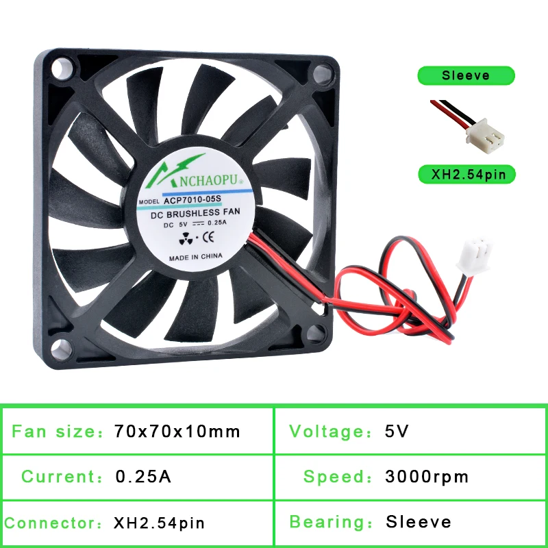 ACP7010 7cm 70mm fan 70x70x10mm DC5V 12V 24V 2pin cooling fan for CPU chassis power supply ...