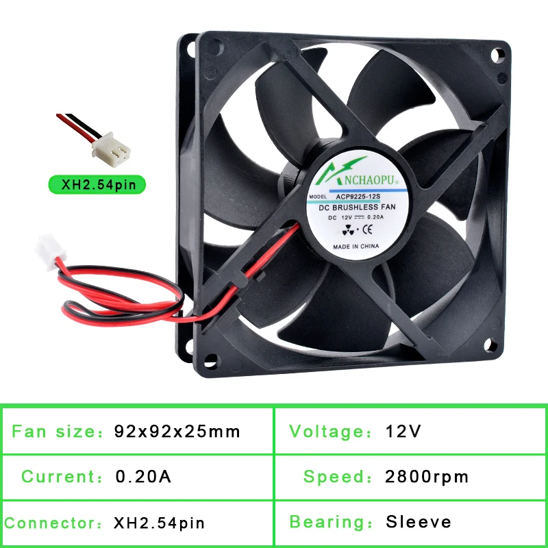 ACP9225 9cm 92mm fan 92x92x25mm 9025 DC5V 12V 24V 2pin Cooling fan for chassis power inverter ...