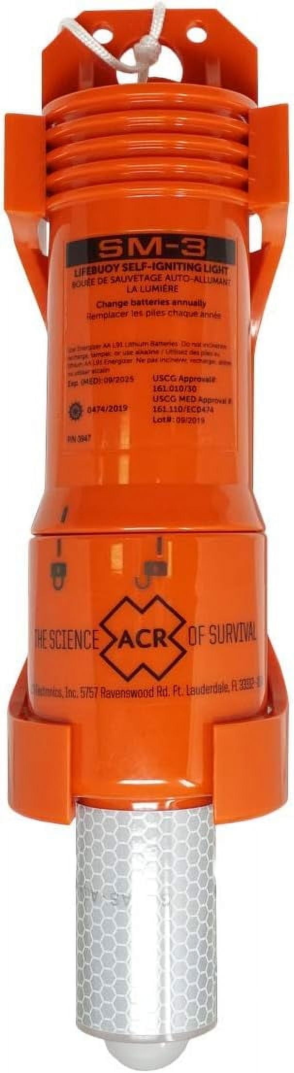 ACR SM3 Lifebuoy Self-Igniting Marker Light, USCG, SOLAS, and MED approved, is a direct ...