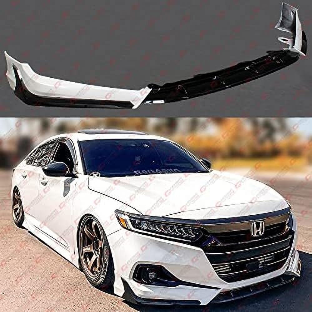 ACR Style JDM Painted Two-Toned Gloss Black Pearl White Front Bumper Lip Splitter Kit Compatible ...