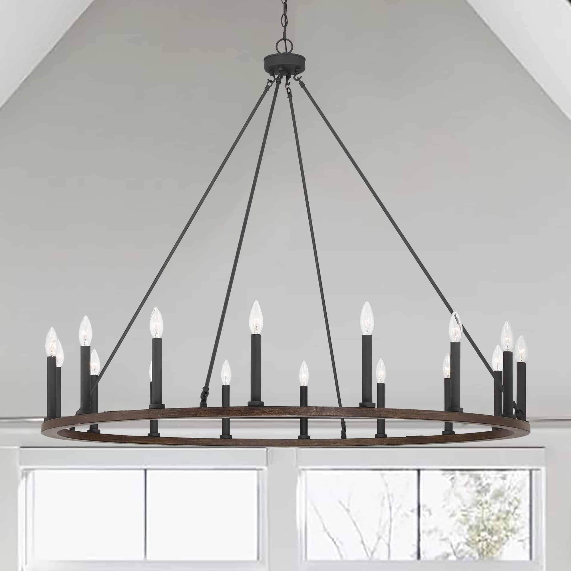 ACROMA 16-light Farmhouse Large Round Wagon Wheel Chandelier - 47'' D X ...