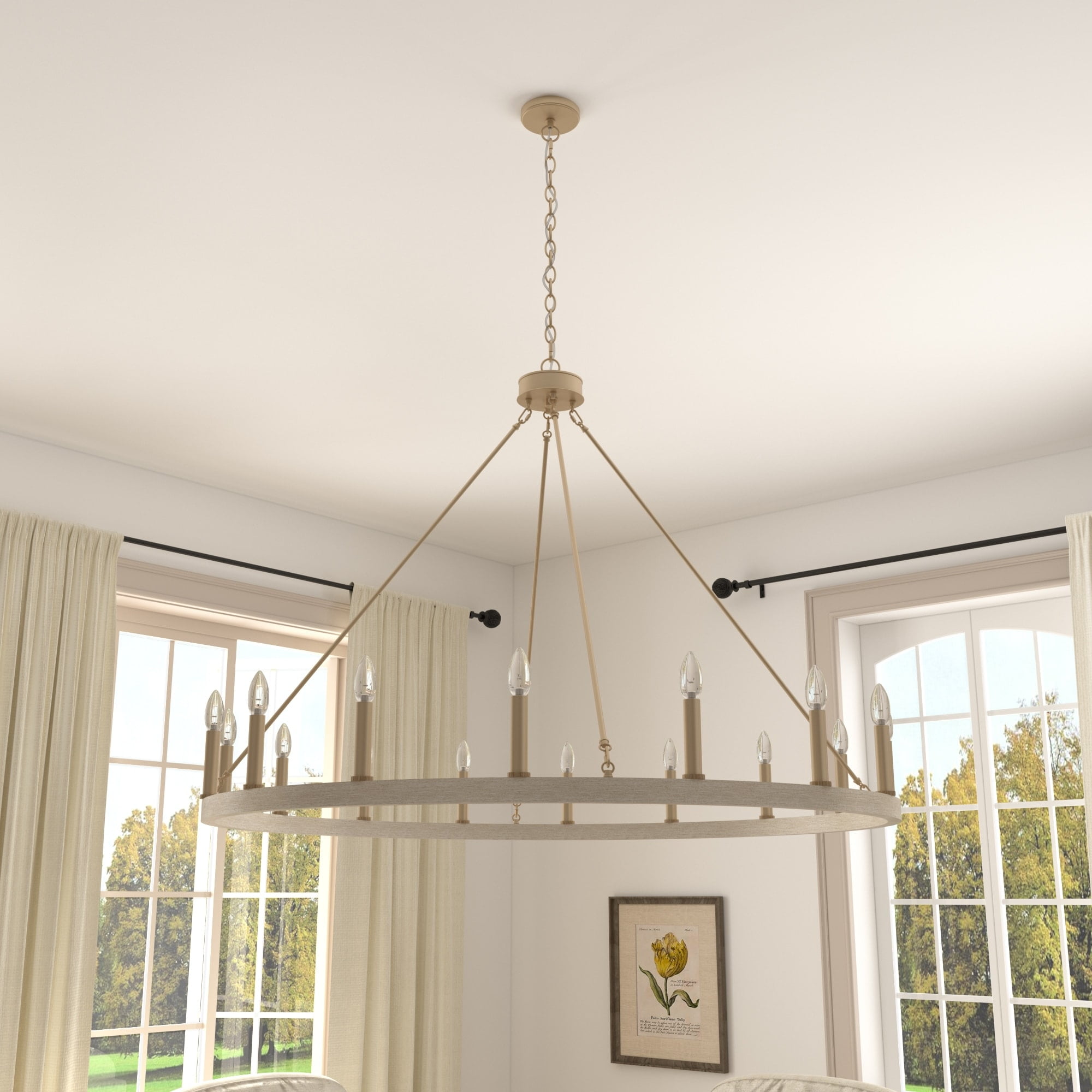 ACROMA 47In Farmhouse 16-light Large Round Wagon Wheel Candle ...