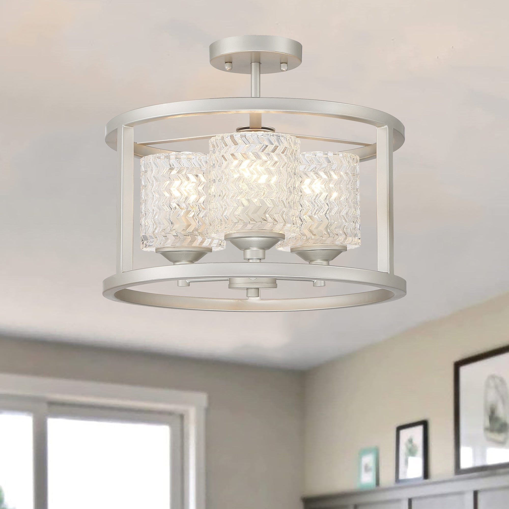 ACROMA Moulins 3-light Modern Farmhouse Semi-Flush Mount Ceiling Lights ...