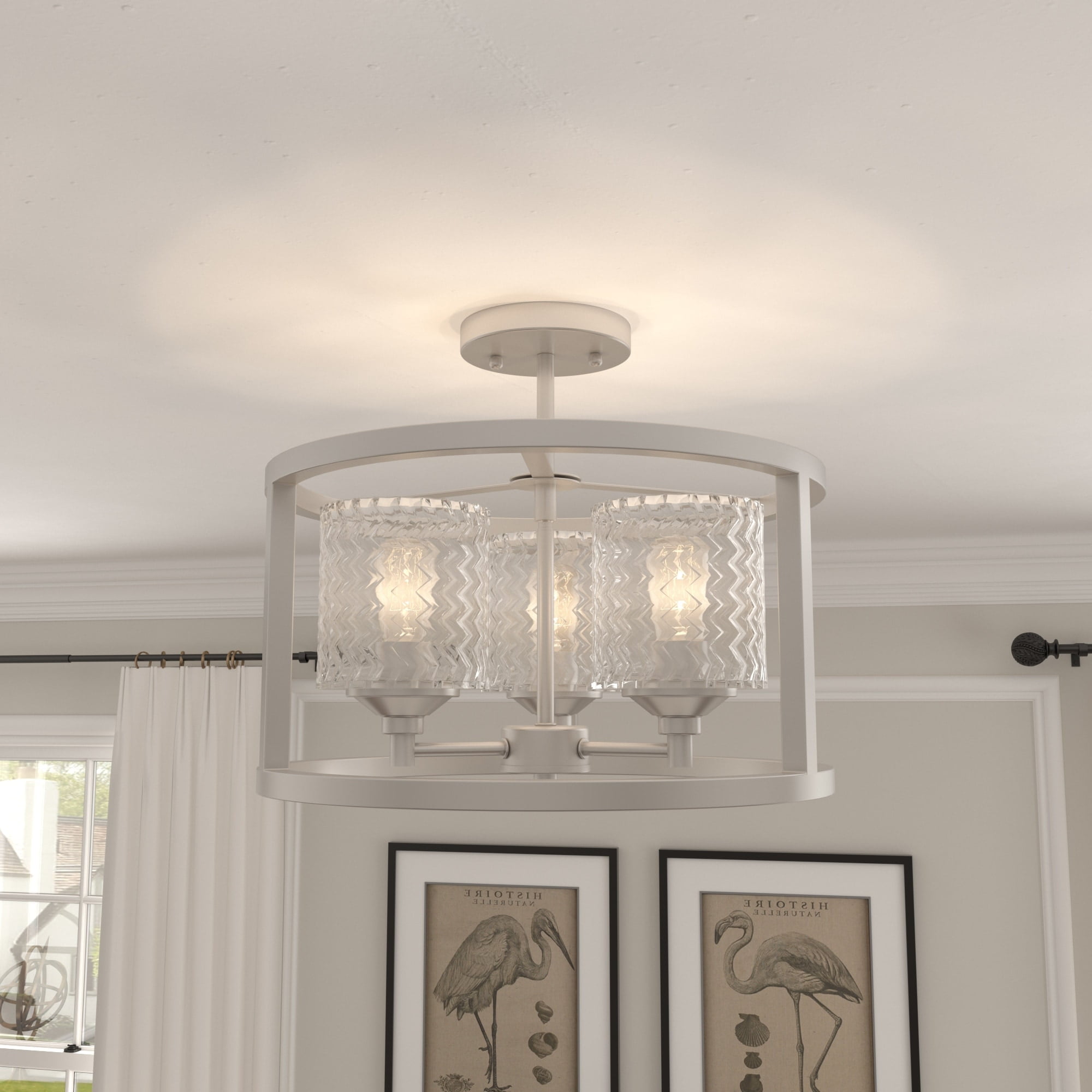 Acroma 3-Light Semi-Flush Mount Ceiling Fixture, Modern Farmhouse ...