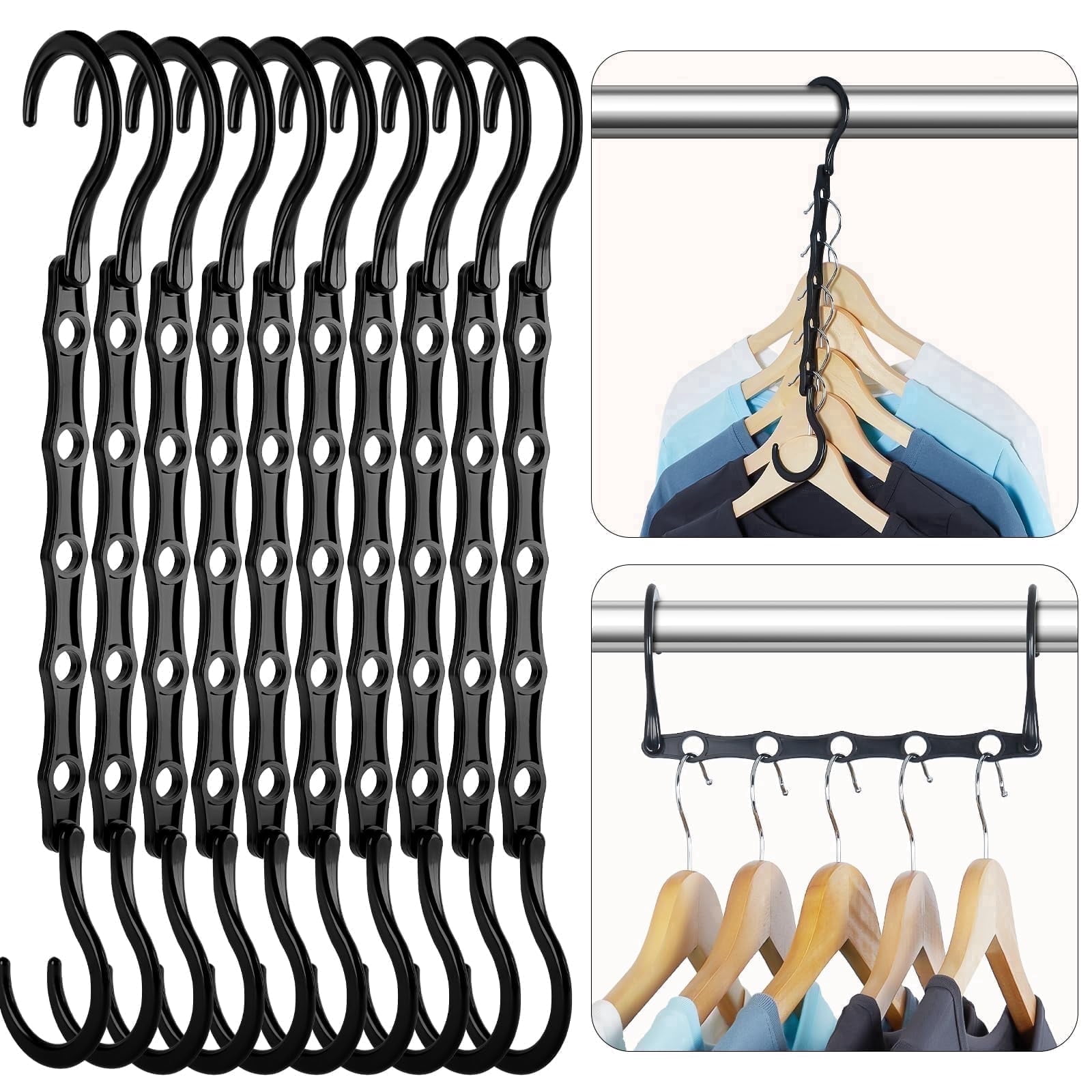 ACSTEP Space Saving Hangers 10 Pack, 5-Hole Magic Hangers Closet ...