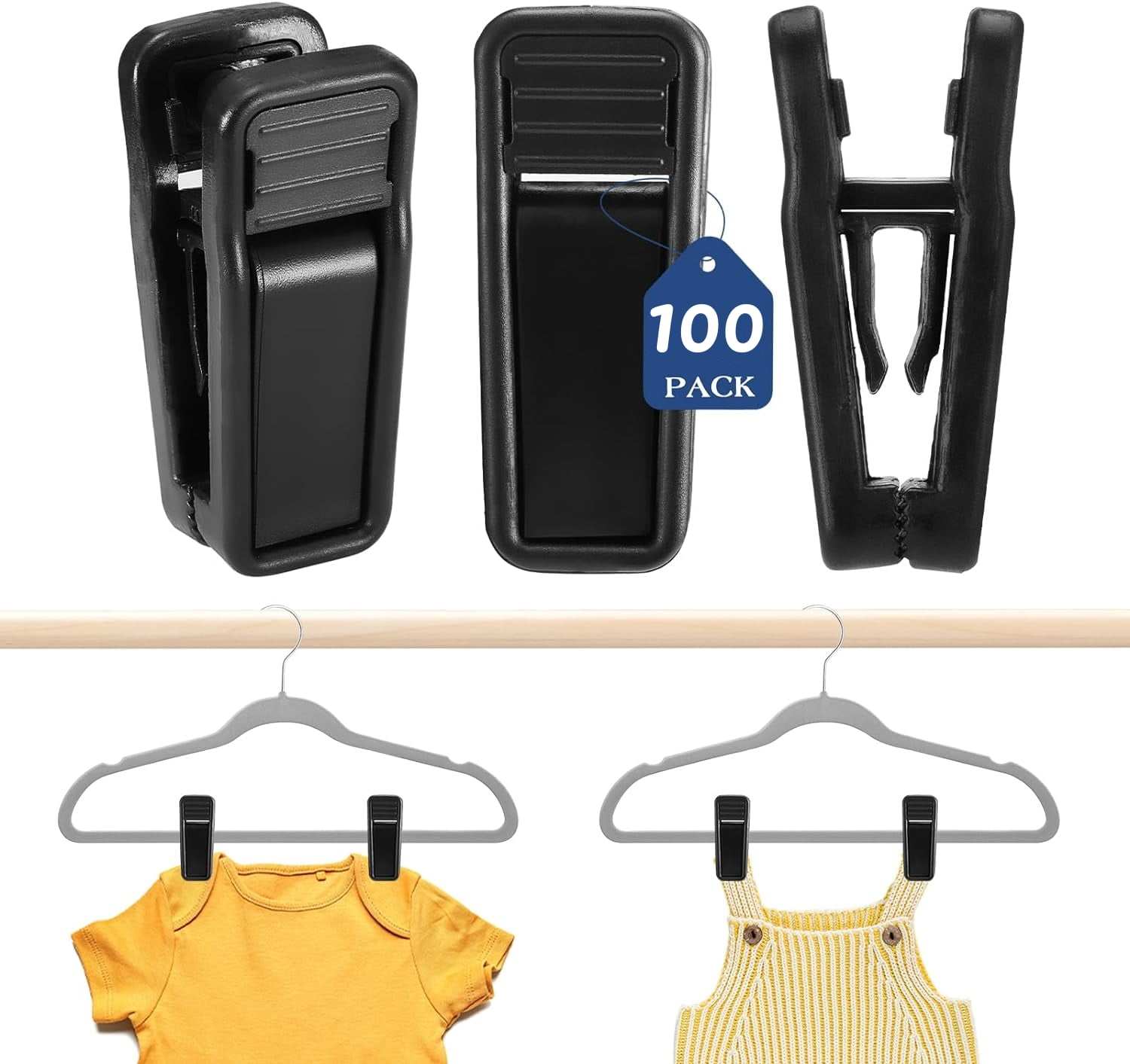 ACSTEP 100 Pack Pants Hangers Clips Strong Pinch Grip Clips for Use ...