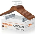 ACSTEP 12 Pack Heavy Duty Wooden Hangers, Skirt Hangers with Metal ...