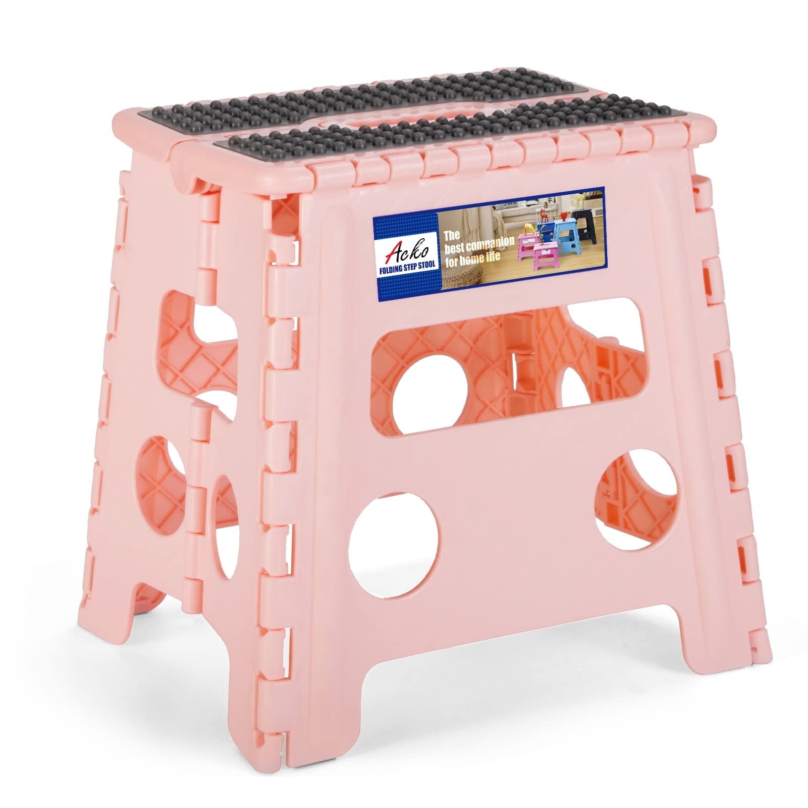 "ACSTEP Folding Step Stool 13"" Tall Plastic Portable Pink" - Walmart.com