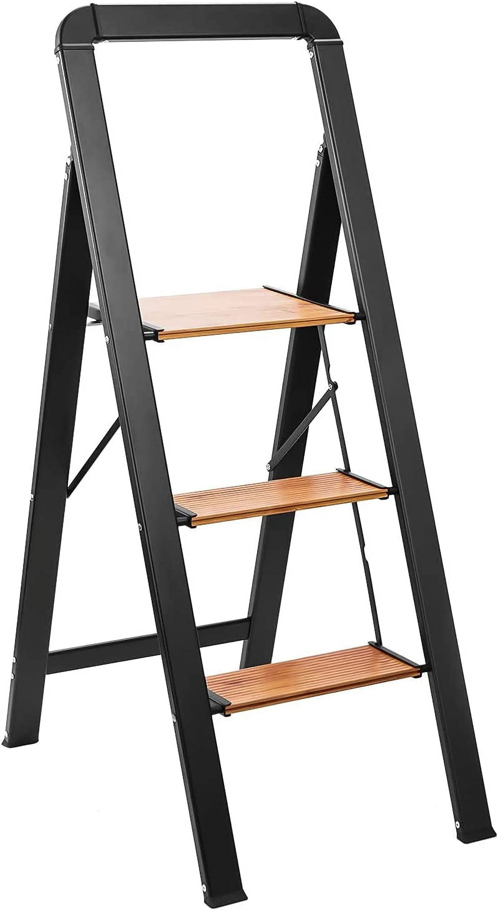ACSTEP 3 Step Ladder Folding Step Stool Aluminum, Lightweight Slim Step ...