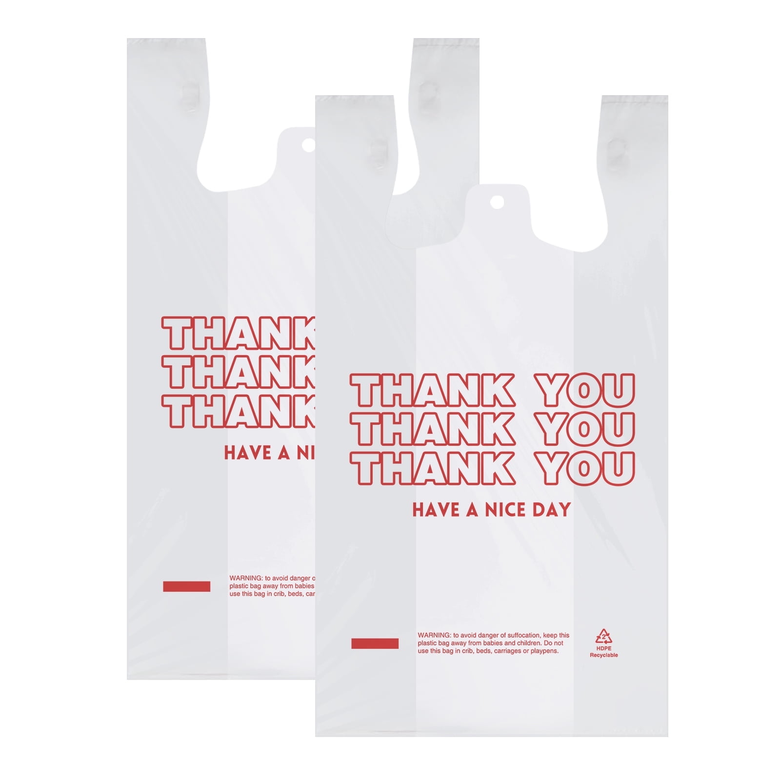 ACSTEP 300 Count Thank You Plastic Bags with Handles Shopping Grocery ...