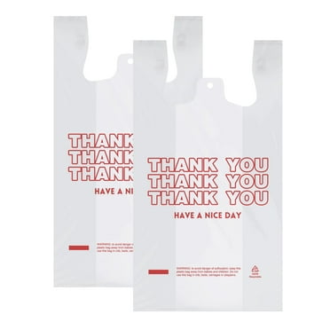 THANK YOU To Go Bags 22" x 12" x 6 1/2" White Plastic Shopping Bags 1/6 ...
