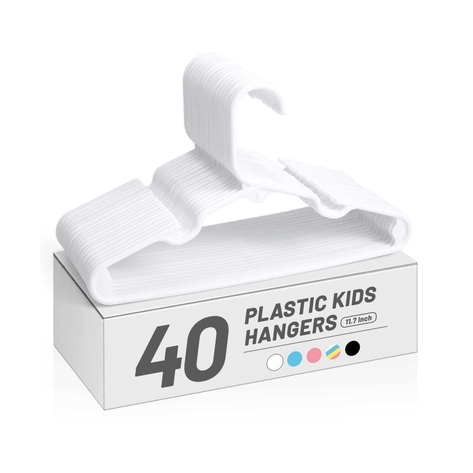 ACSTEP Kids Hangers Plastic 11.4 Inch White Pack of 40 Space-Saving ...