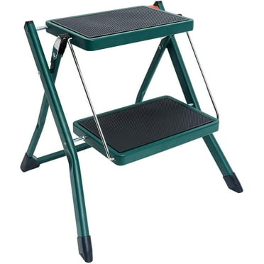 BOWEITI 4 Step Ladder, Steel Folding Step Stool with Wide Anti-Slip ...