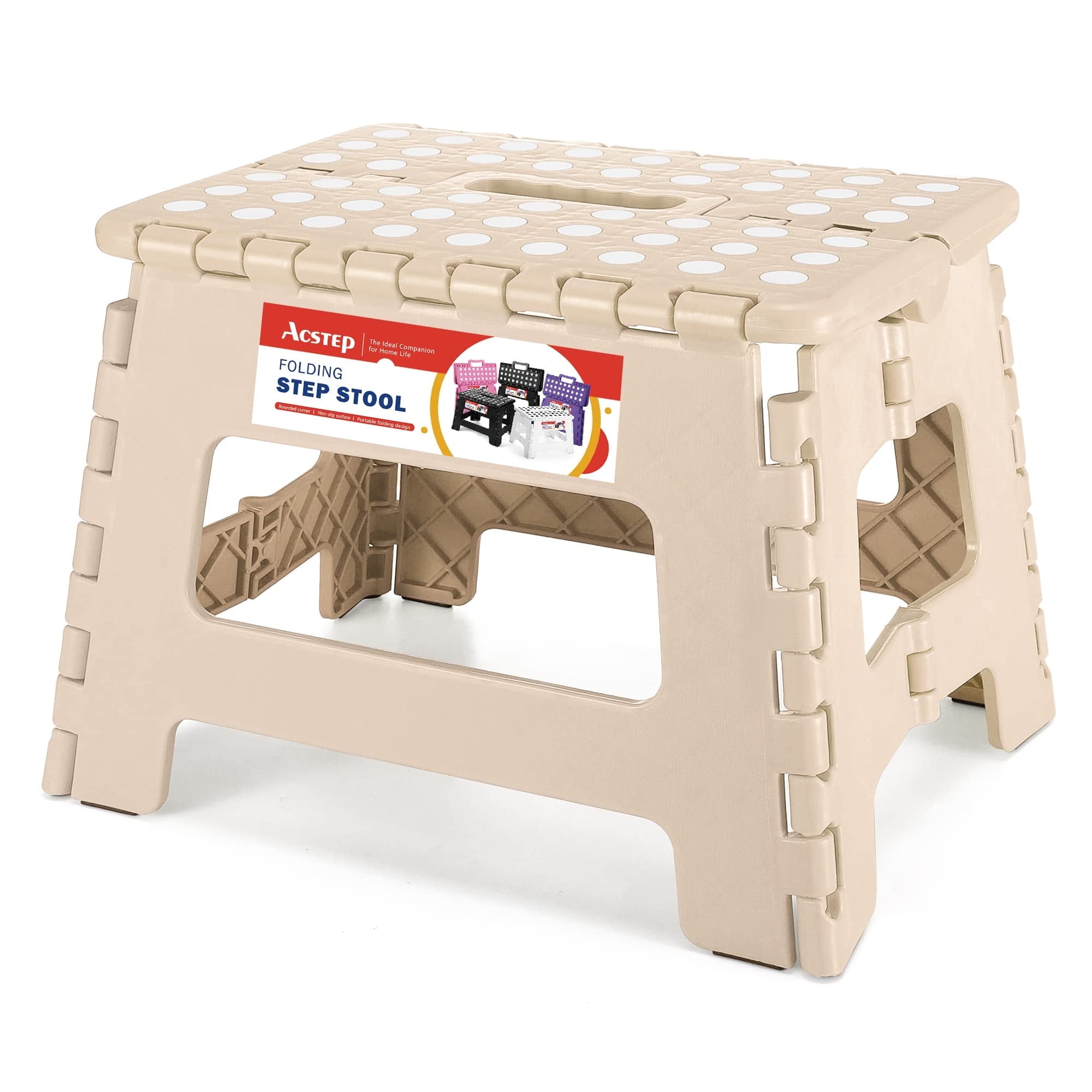 ACSTEP Folding Step Stool 9'' Tall Kids Plastic Stools with Handle ...