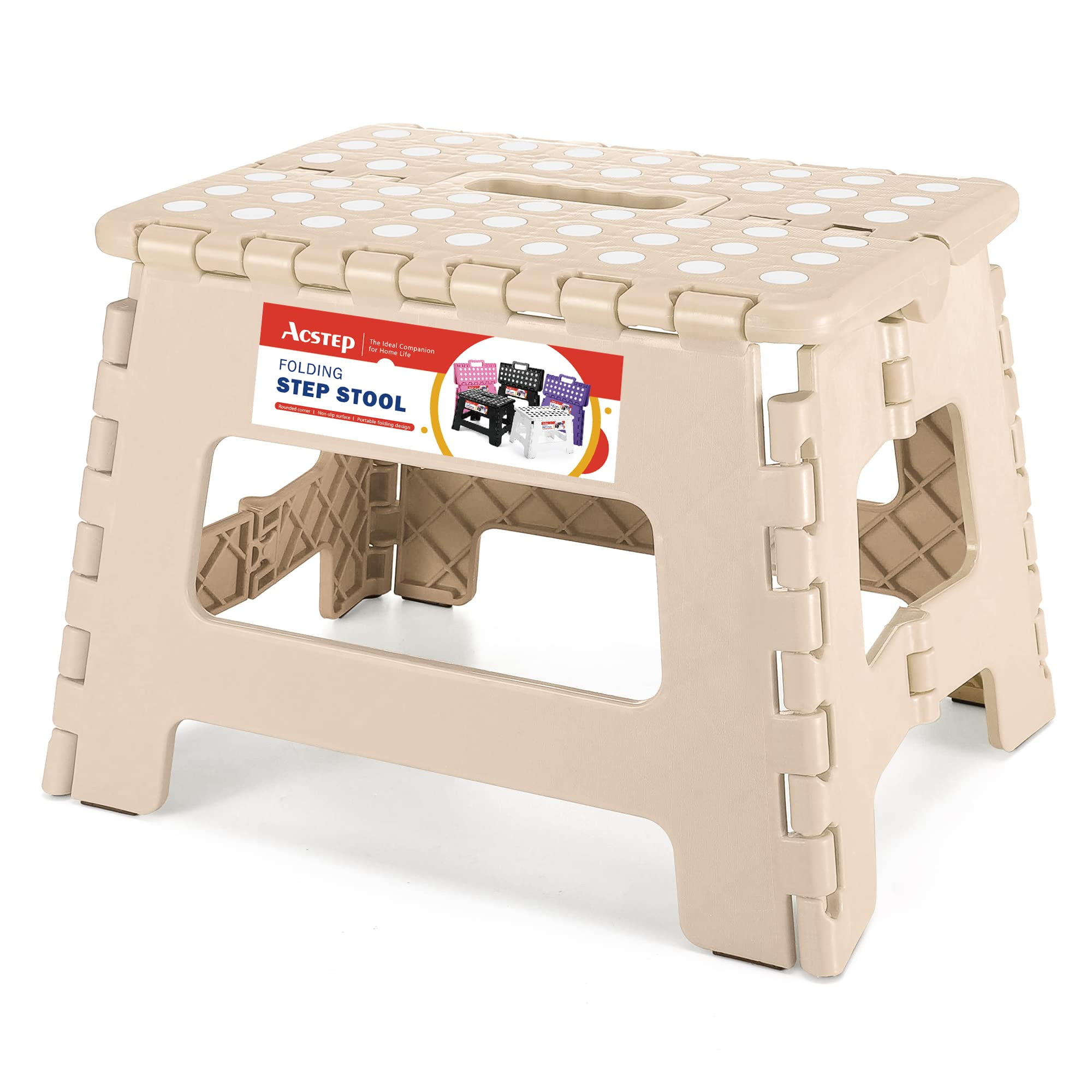 ACSTEP Folding Step Stool 9'' Tall Kids Plastic Stools with Handle ...