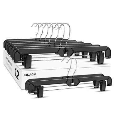 Black Plastic Hangers 50 Pack, Slim Space Saving, Non Slip Hangers with ...