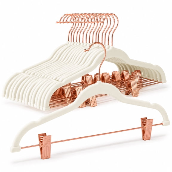 Velvet Hangers with Clips for Clothing Storage and Organization
