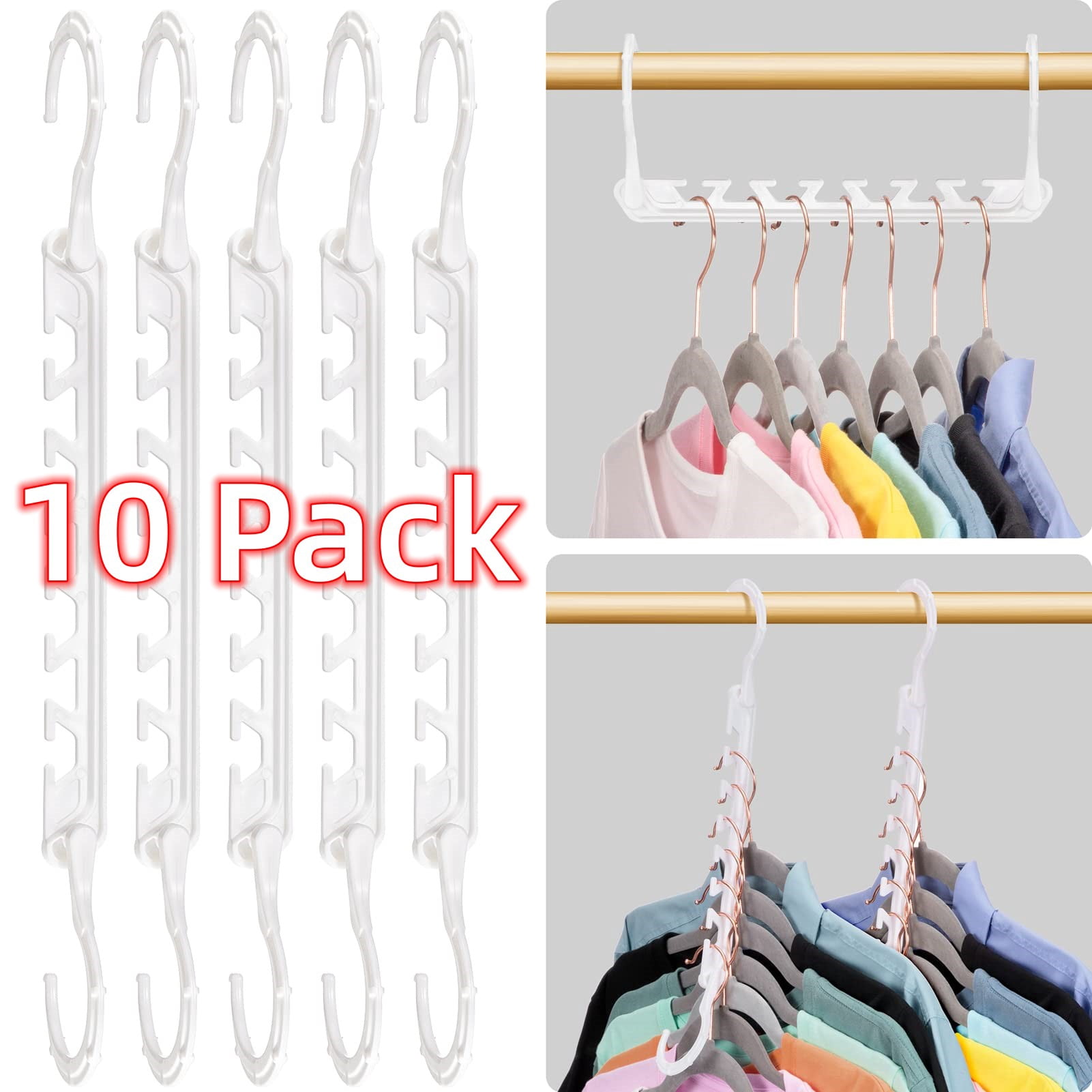 ACSTEP Space Saving Hangers,Closet Storage Hangers,10 Pack, 7 Holes ...