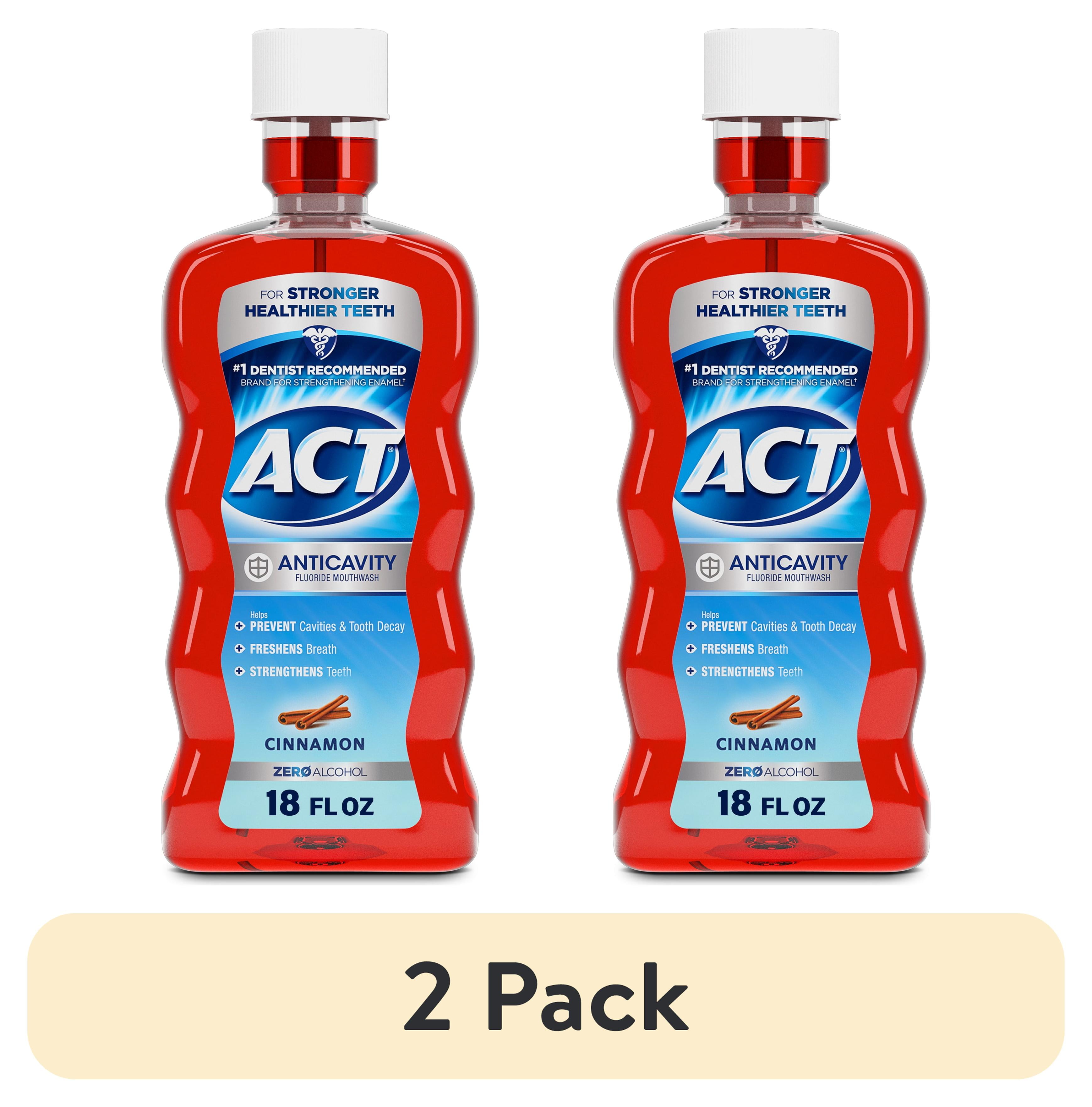 (2 pack) ACT Anticavity Fluoride Mouthwash, Triple Action Cinnamon, 18 ...