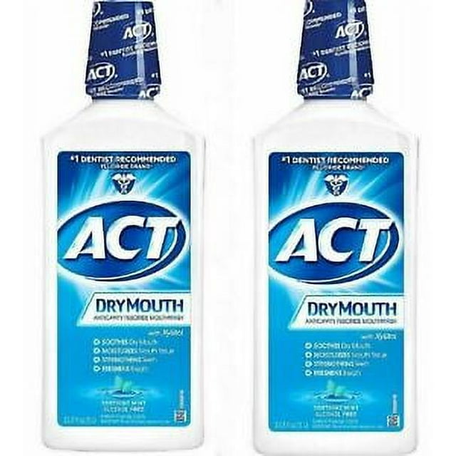 ACT Dry Mouth Fluoride Rinse MINT 18oz ( 2 pack ) - Walmart.com