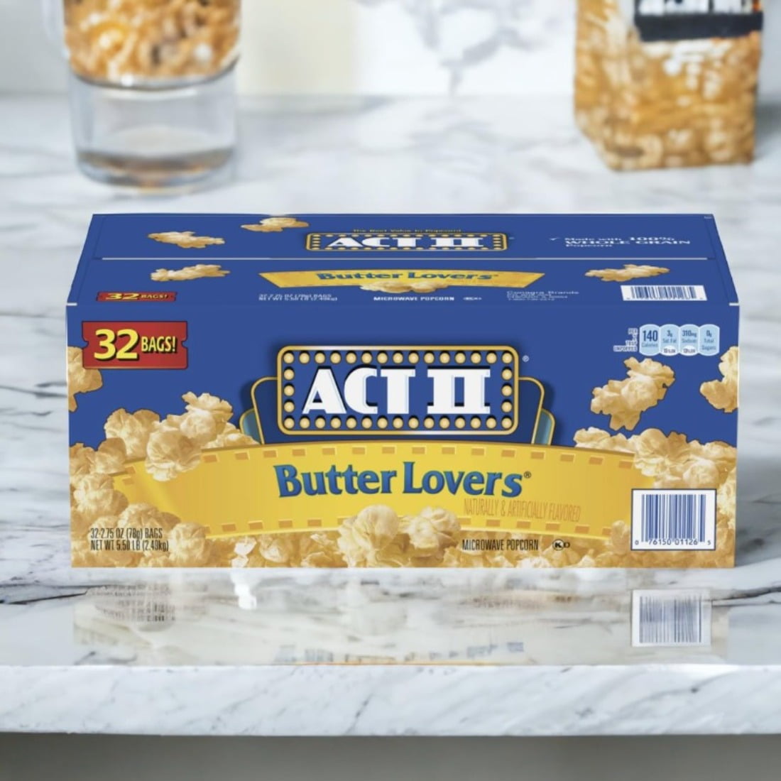 ACT II Butter Lover Series Popcorn 5.5 LBS, 100% whole grain, 32 bags ...