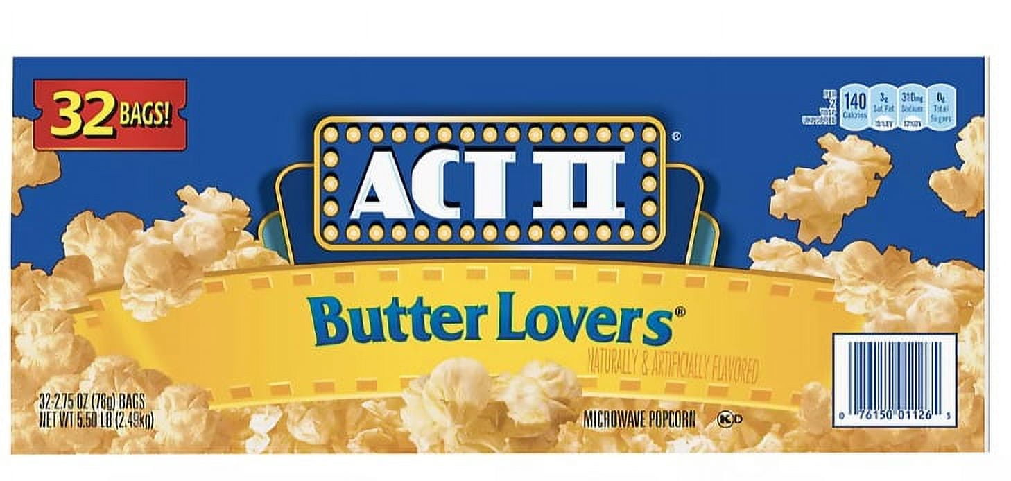 Act ll Butter Lovers Microwave Popcorn, 32 ct. - Walmart.com