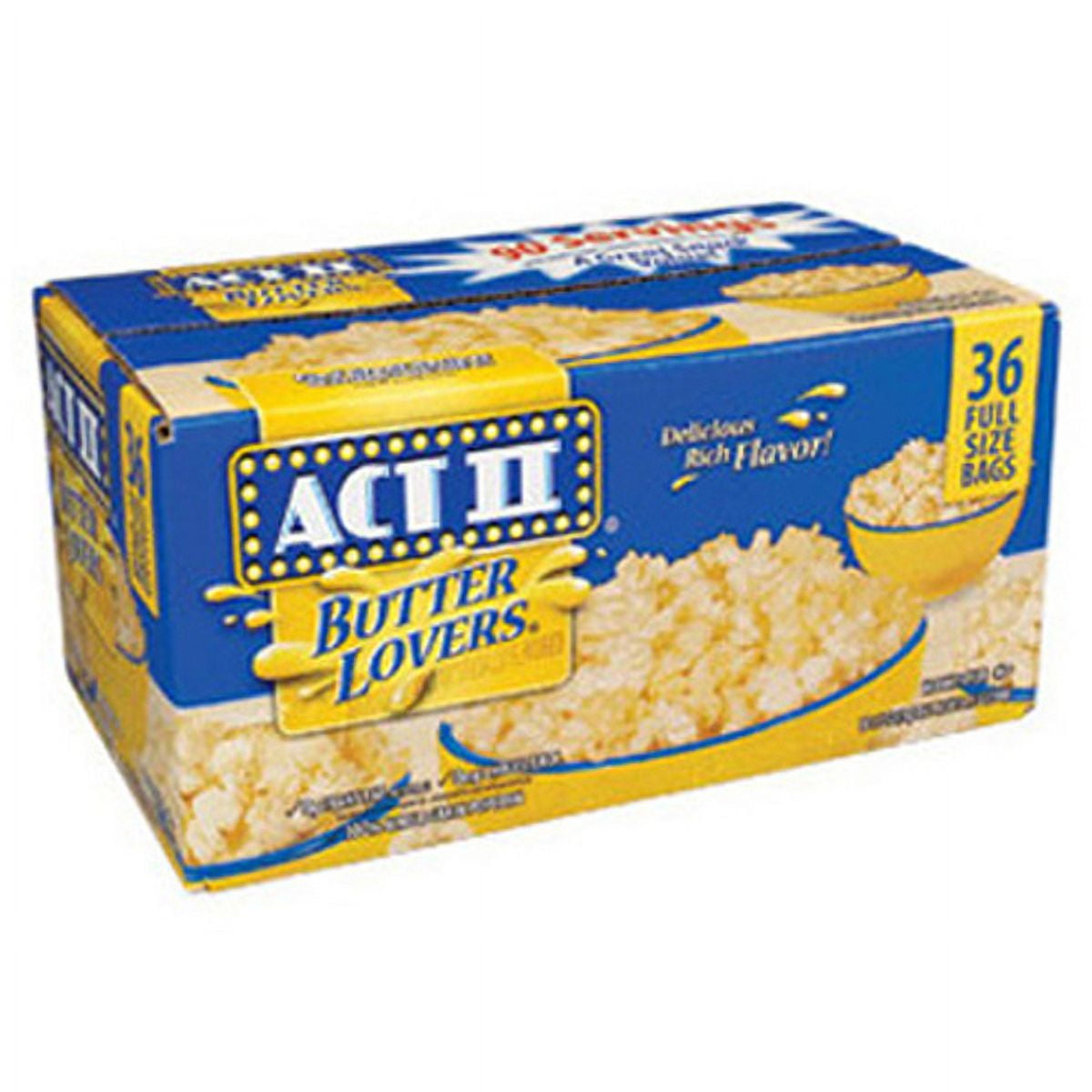 ACT II Butter Lovers Microwave Popcorn 3 oz Bags - Pack of 36 - Walmart.com