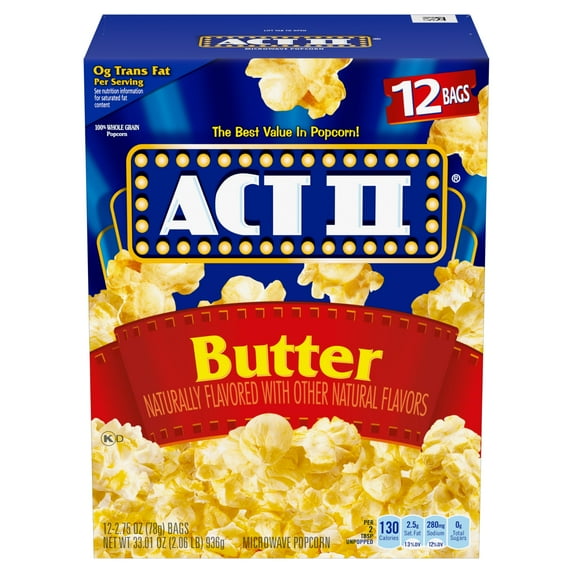 ACT II Butter Popcorn, 2.75 MDA05 Ounce (12 Count) - Walmart.com