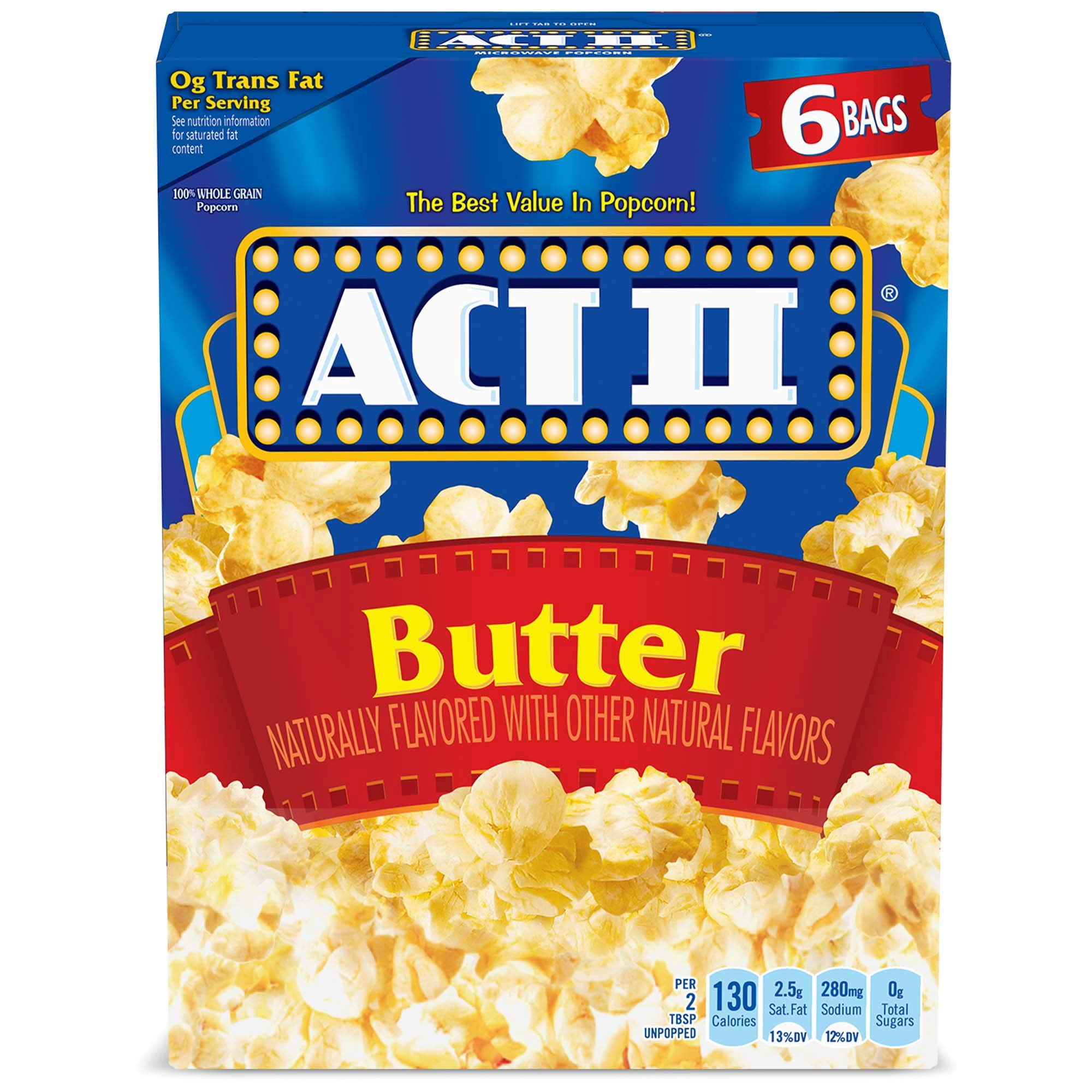 ACT II Butter Popcorn, 2.75 Oz, 6 Ct (Package May Vary) - Walmart.com