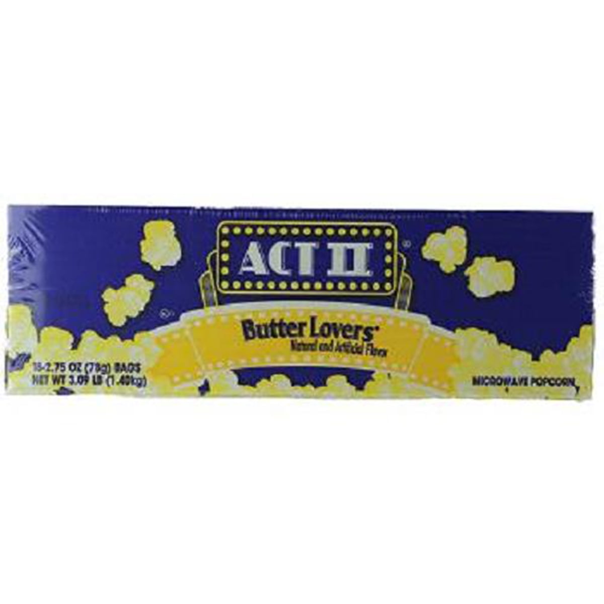ACT II POPCORN BUTTER LOVERS 2.75 oz Each ( 18 in a Pack ) - Walmart.com