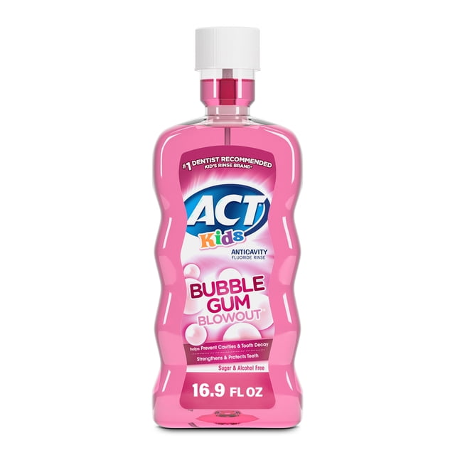 ACT Kids Anticavity Fluoride Mouthwash, Bubble Gum, 16.9 fl. oz ...