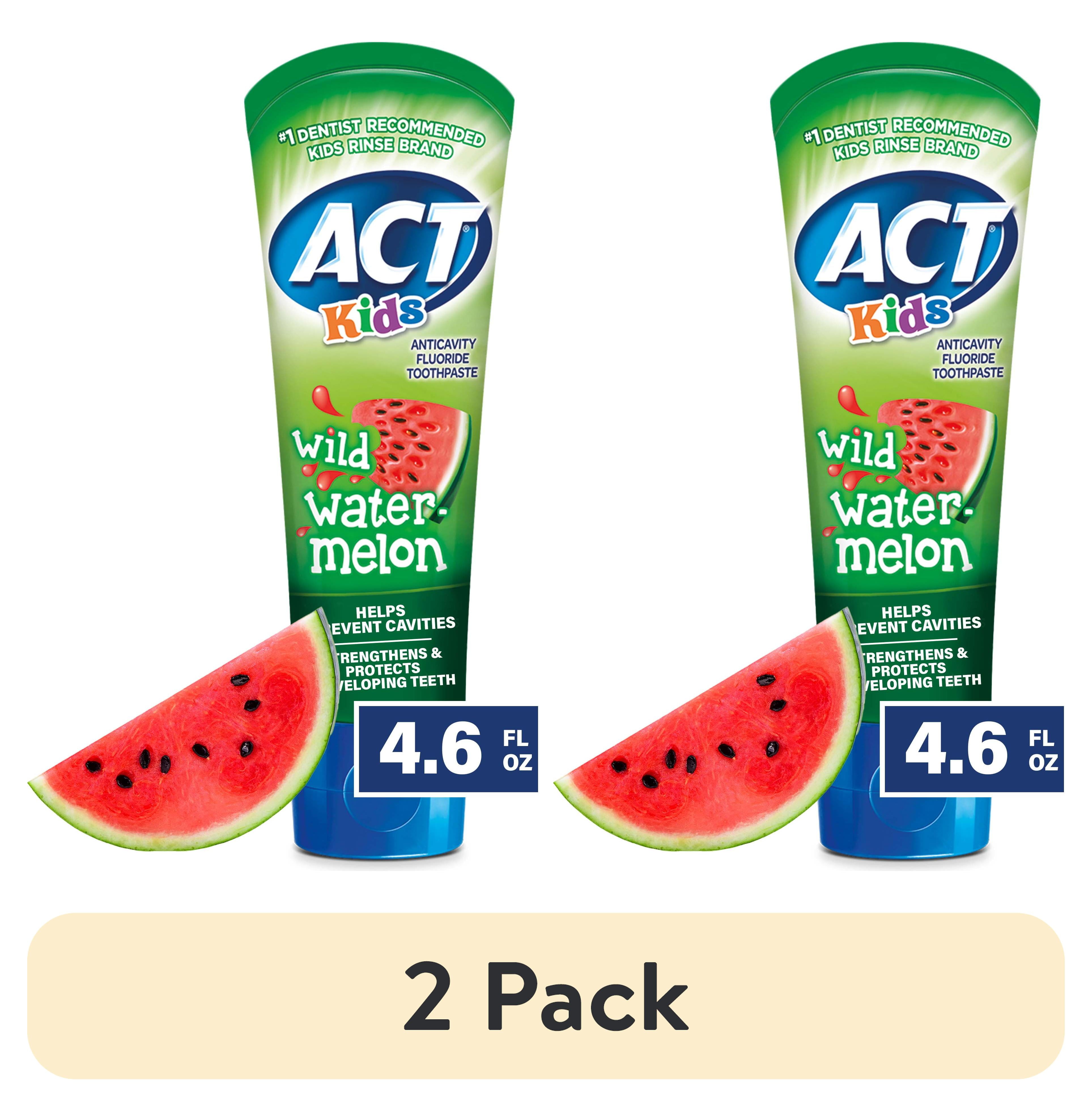 (2 pack) ACT Kids Anticavity Fluoride Toothpaste, Wild Watermelon, 4.6 ...