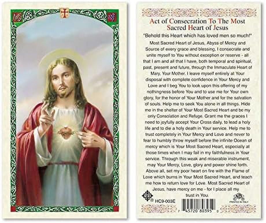ACT OF CONSECRATION TO SACRED HEART OF JESUS ENGLISH HOLY CARD LAMINATED PRAYER CARDS - Walmart ...