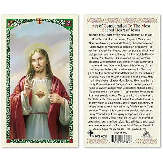 ACT OF CONSECRATION TO SACRED HEART OF JESUS ENGLISH HOLY CARD LAMINATED PRAYER CARDS - Walmart.com