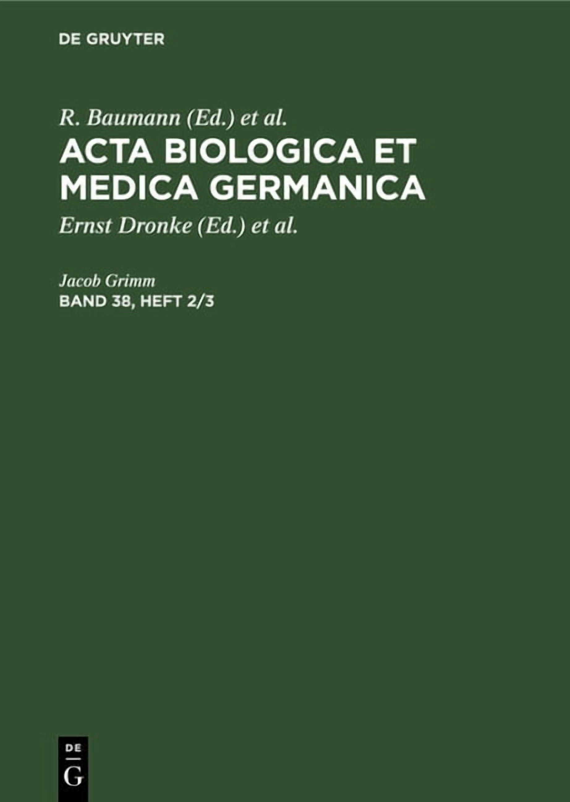 ACTA Biologica Et Medica Germanica. Band 38, Heft 2/3 (Hardcover ...