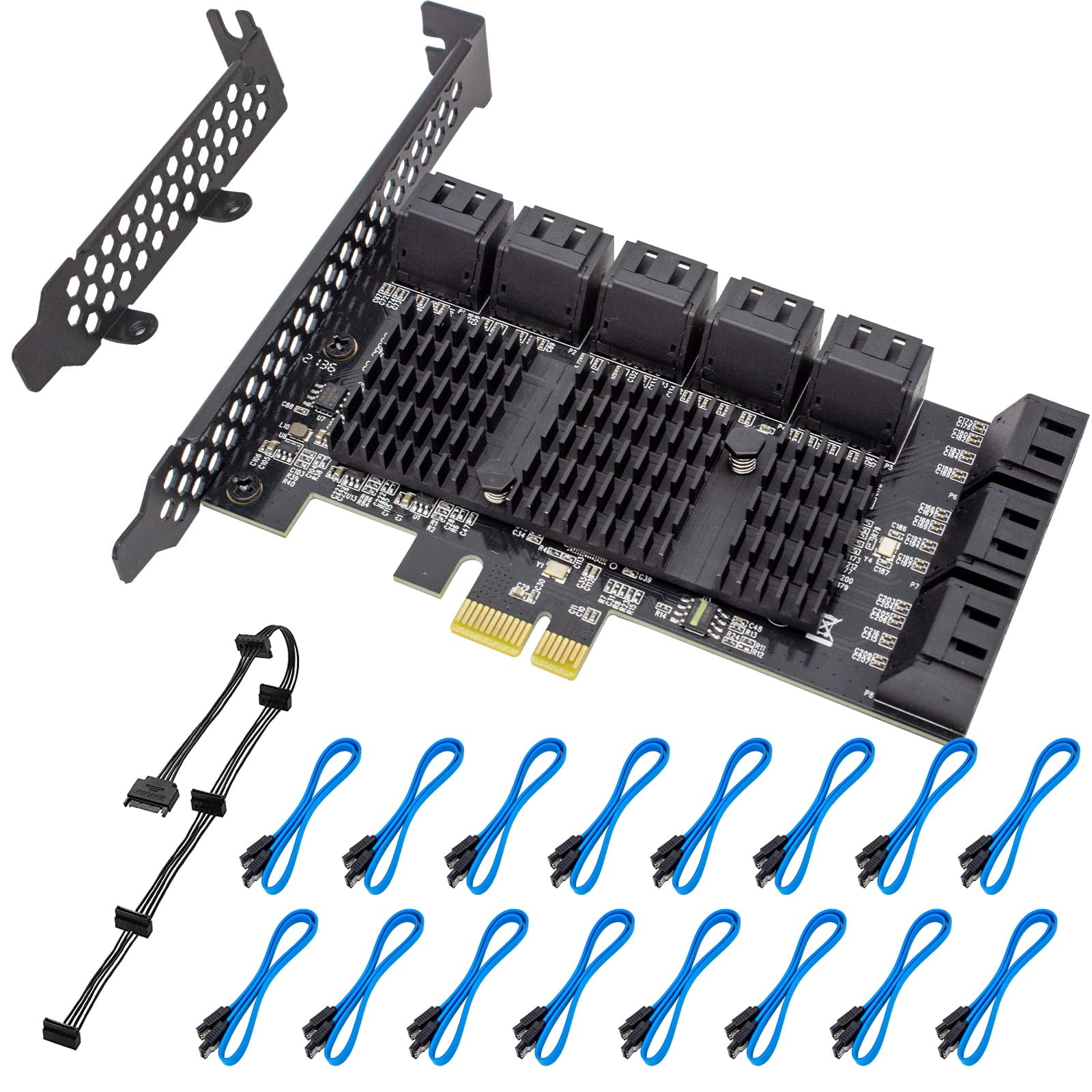 ACTIMED PCIe SATA 16 KEF16 Port Expansion Card - 6 Gbps SATA 3.0 ...