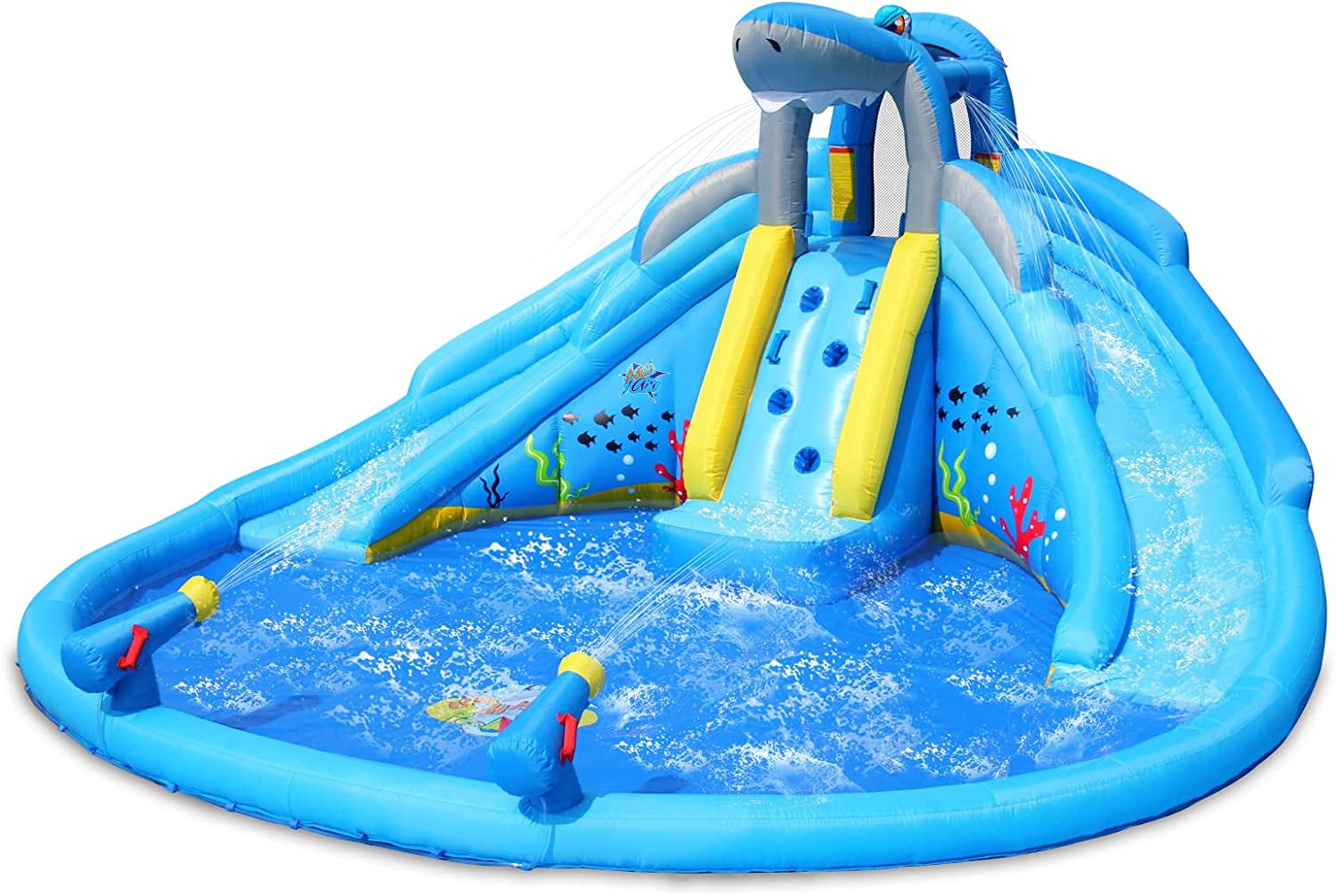 ACTION AIR Jumbo Inflatable Water Slide, Double Waterslides, Shark ...