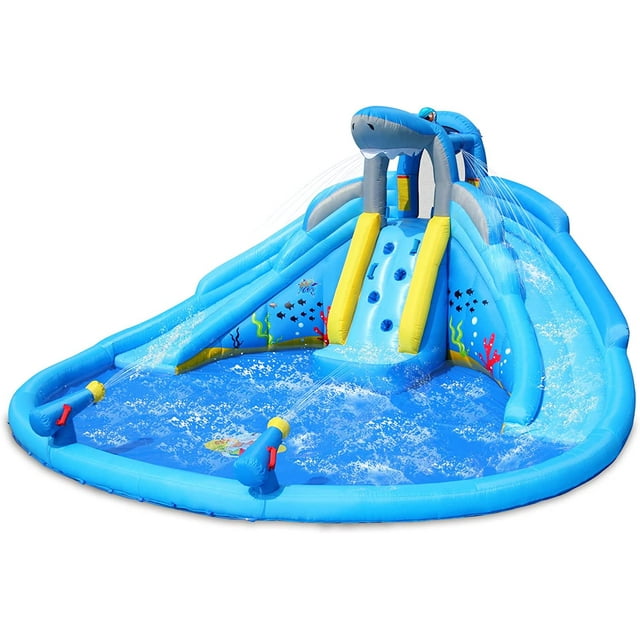ACTION AIR Jumbo Inflatable Water Slide, Double Waterslides, Shark ...